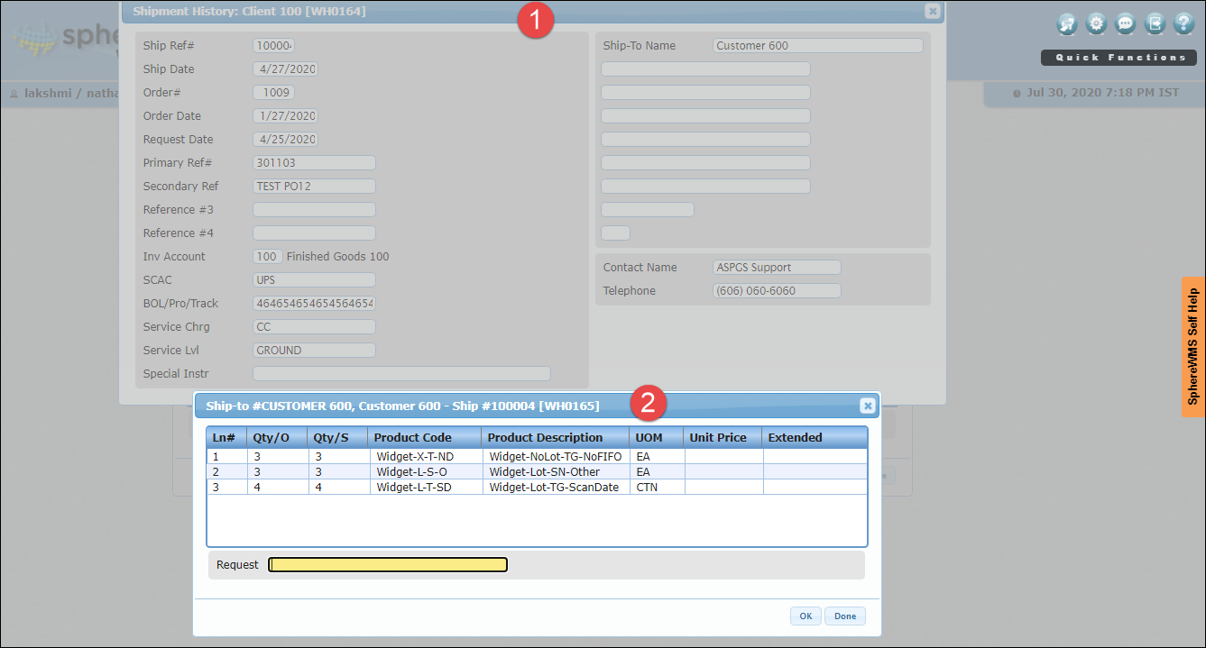 Viewing History Inquiries - Order/Shipment Processing